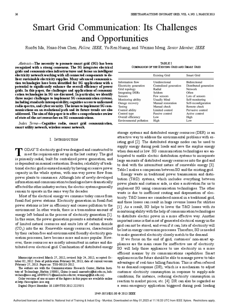 Smart Grid Communication Its Challenges and Opportunities | PDF | Computer Network | Electrical Grid