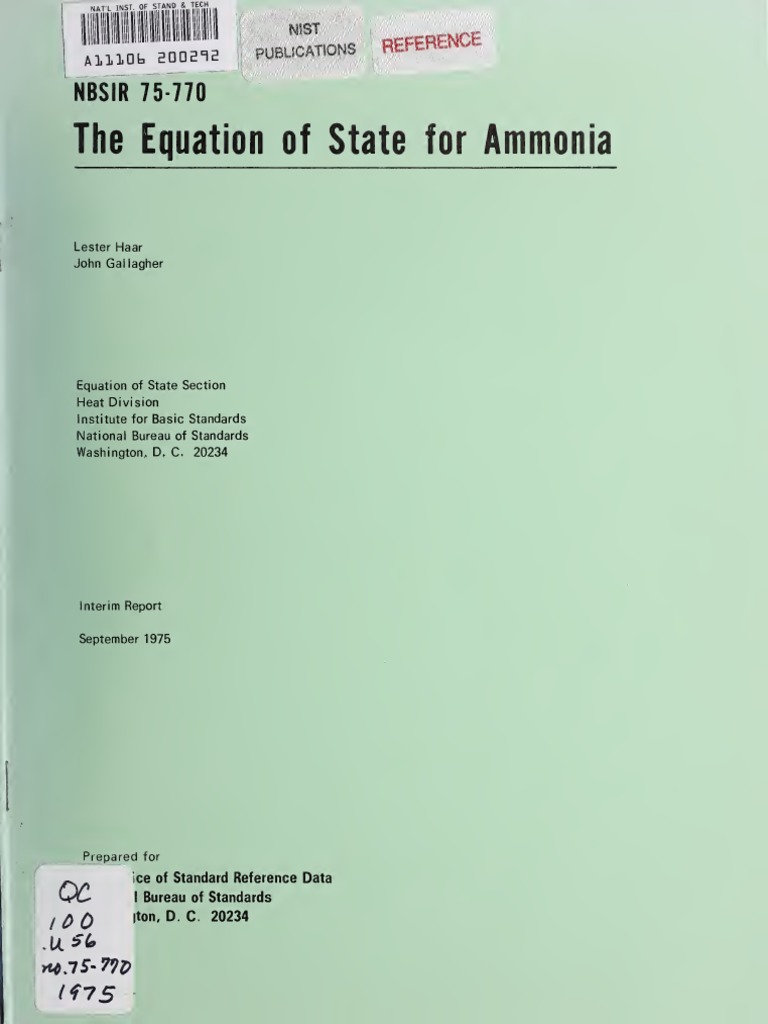 The Equation State of Ammonia | PDF | Temperature | Phase (Matter)