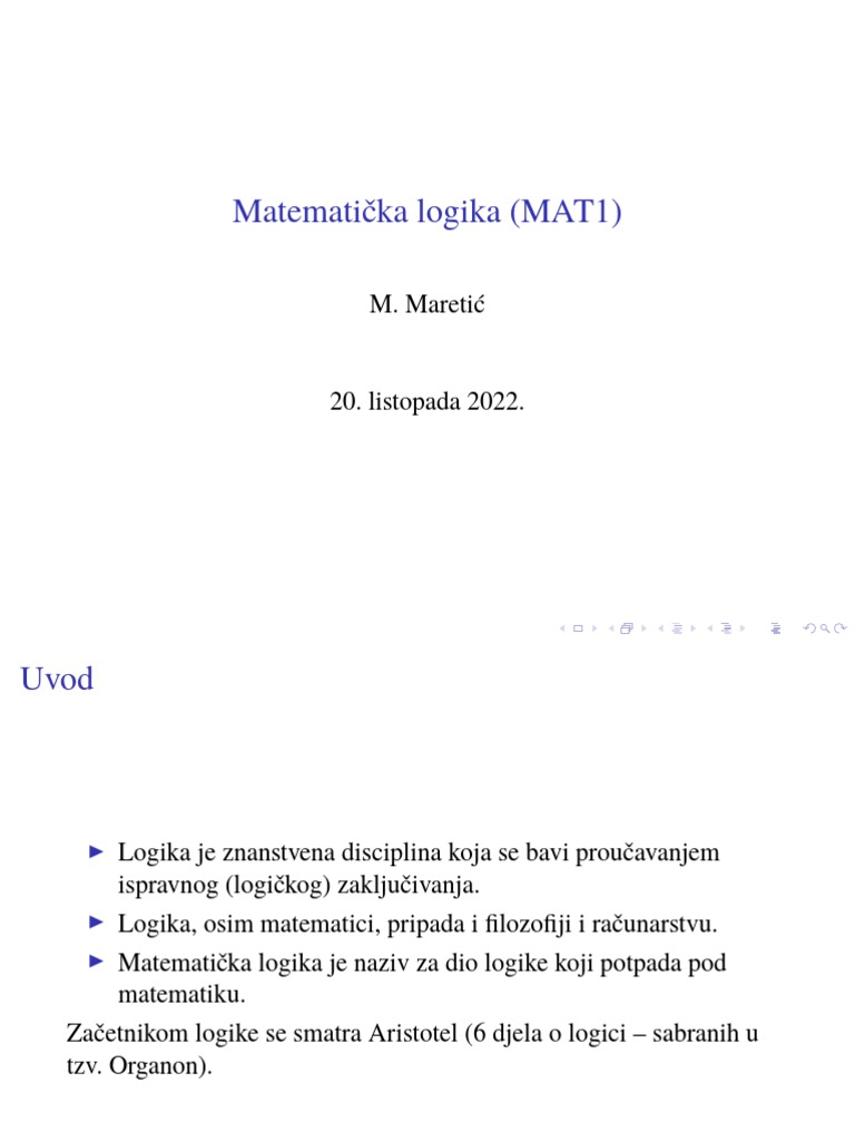 Mat1 Logika Prezentacija | PDF