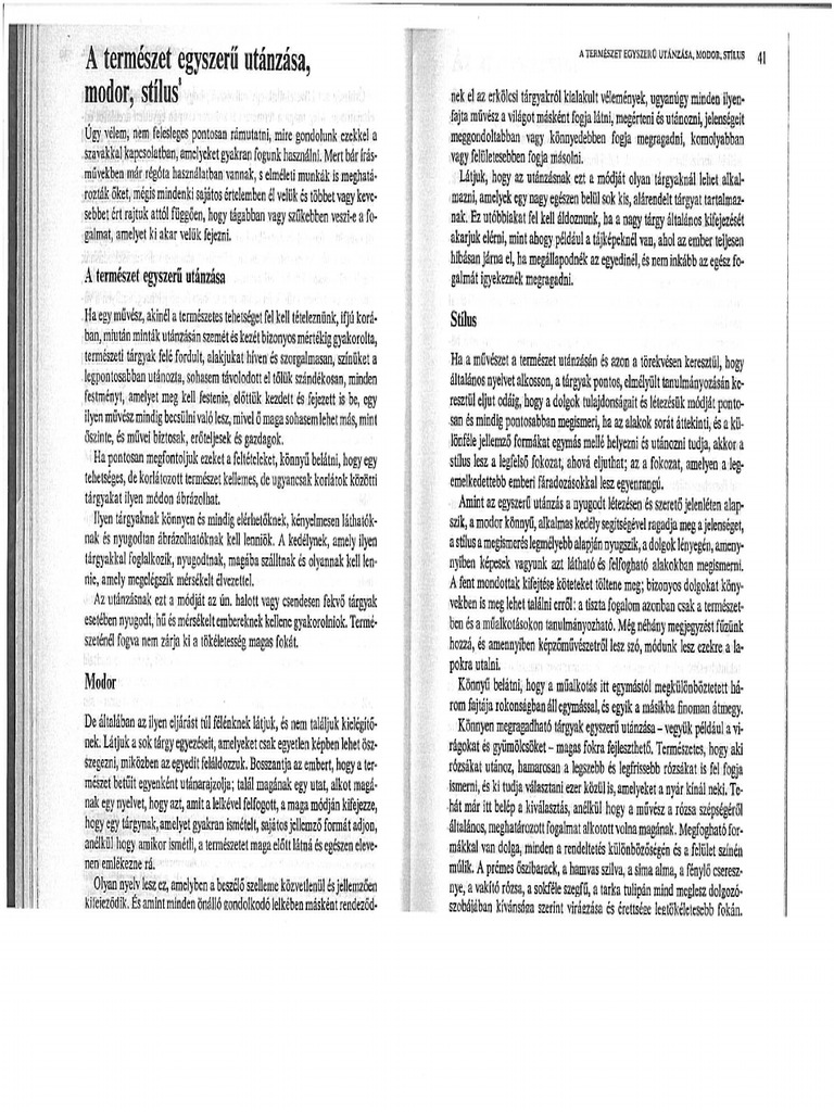 GOETHE: A Természet Egyszerű Utánzása, Modor, Stílus | PDF