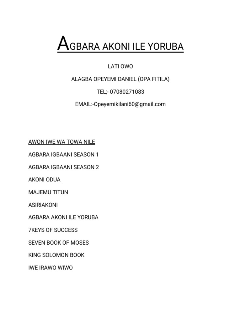 Agbara Akoni Ile Yoruba | PDF