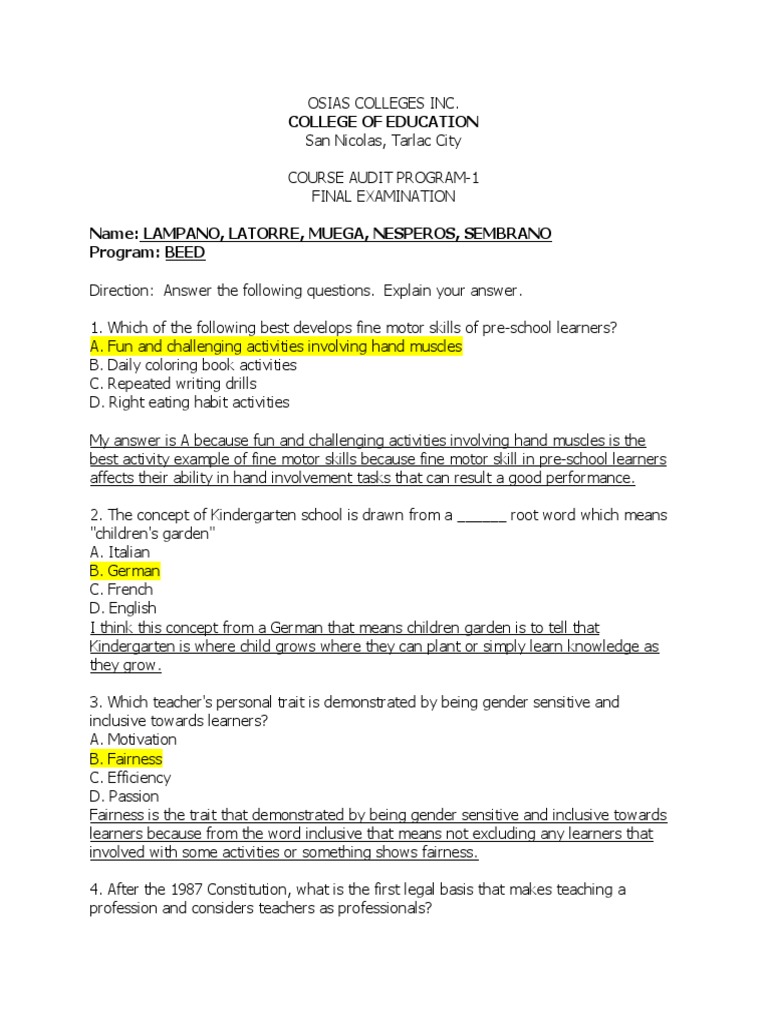 Group 2 Final Examination | PDF | Learning | Teachers