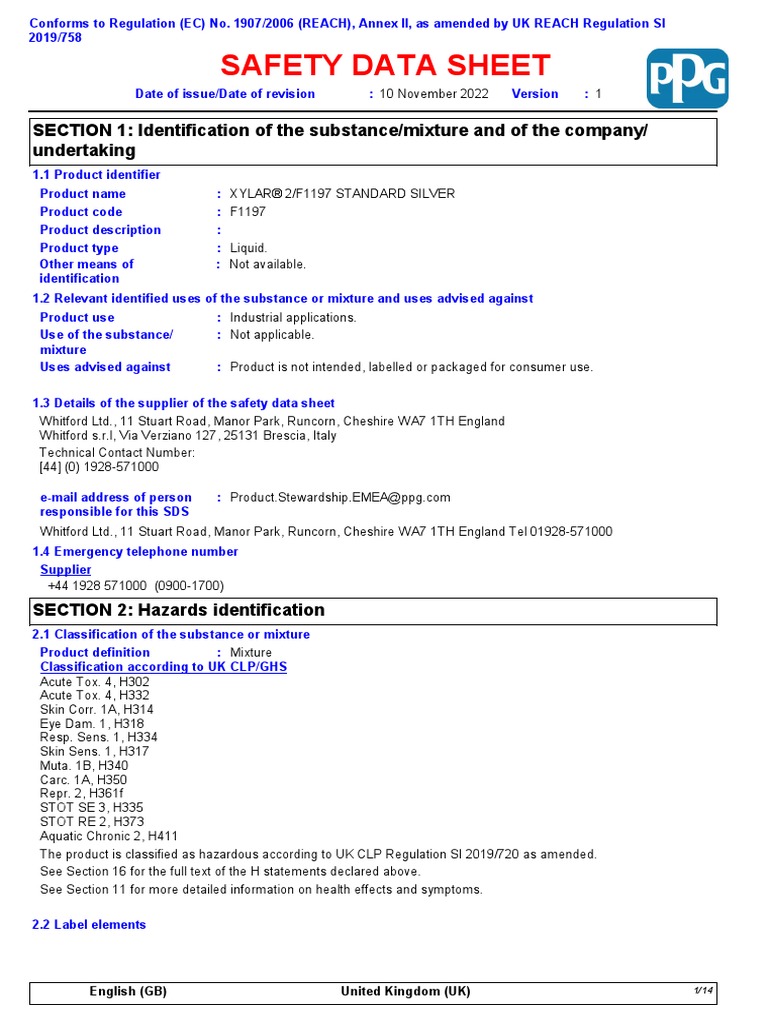 MSDS - Xylar - 2 - 2022 | PDF | Waste | Dangerous Goods