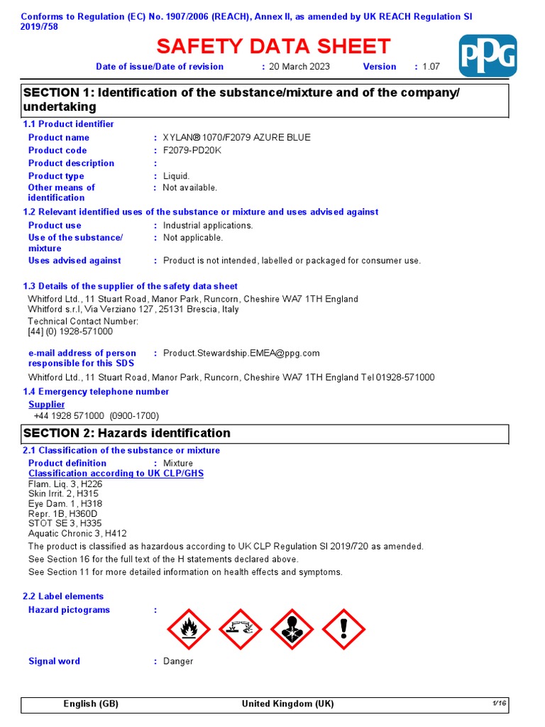 MSDF - Xylan 1070 - 2023 | PDF | Firefighting | Chemistry