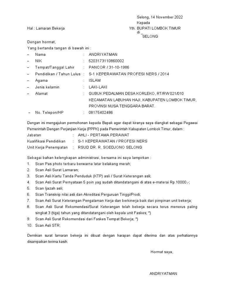 S.lamaran Kerja | PDF