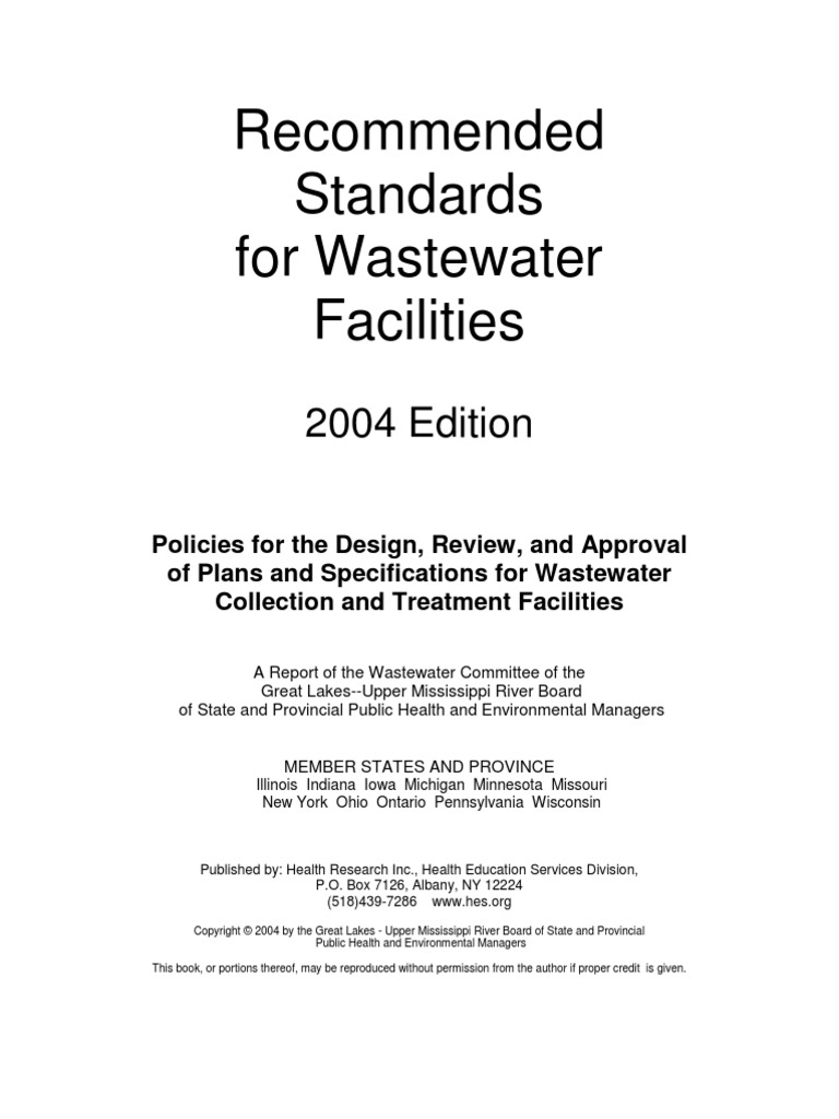 10 State Standards - Waste Water Facilities | PDF | Sewage Treatment ...