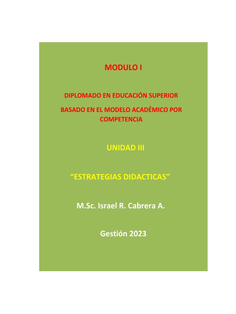 Unidad III - Estrategias Didacticas - Modulo I | PDF | Aprendizaje | Enseñando