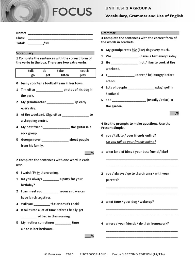 Do You Talk To Your Friends Online?: © Pearson 2020 Photocopiable Focus ...