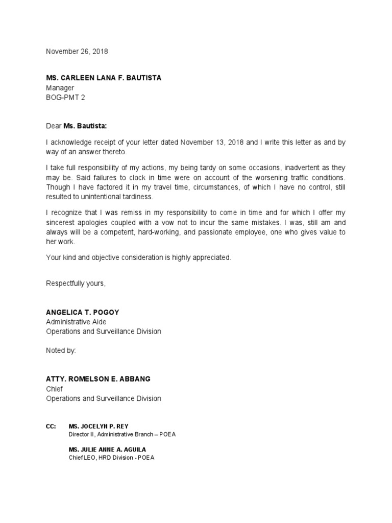 Letter Memo Tardy | PDF