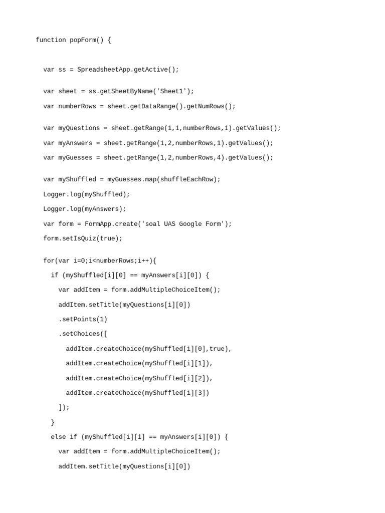 Script Soal Google Form | PDF