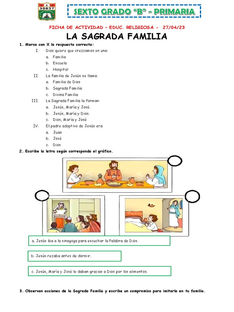 27 - 04 Ficha La Sagrada Familia | PDF | Jesús | María, madre de Jesús