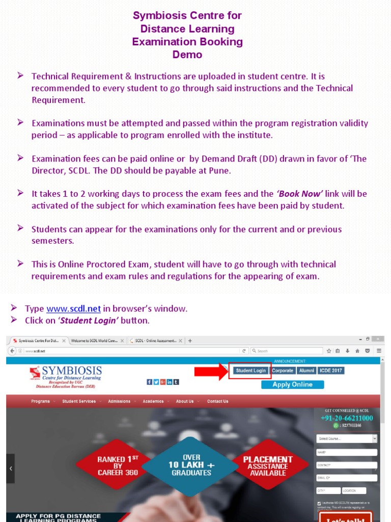 SCDL Online Exam Booking Guide | PDF | Laptop | Desktop Computer