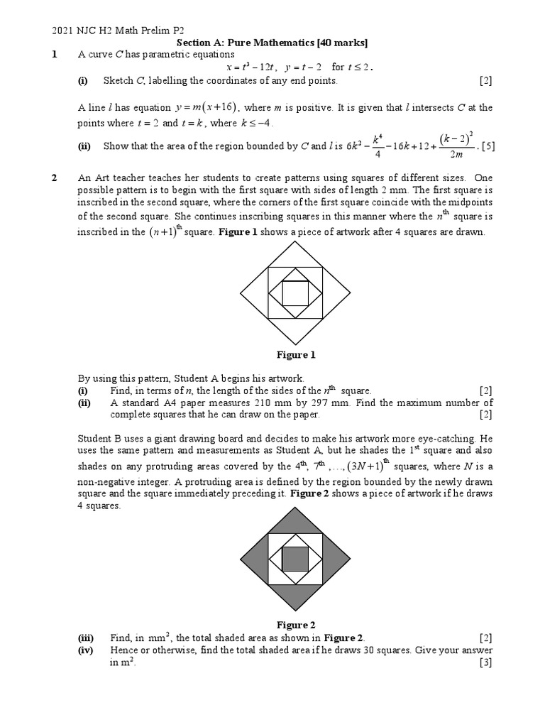 NJC 2021 H2 Math Prelim P2 QP | Download Free PDF | Blood Pressure | Area