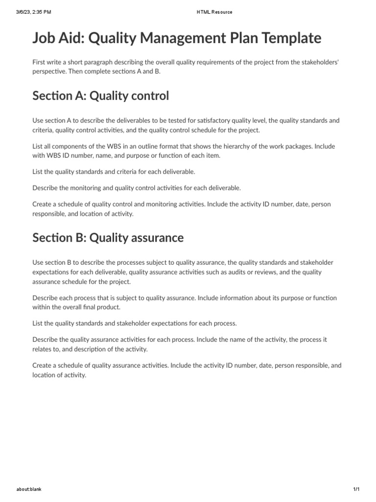 QMP - Template | PDF