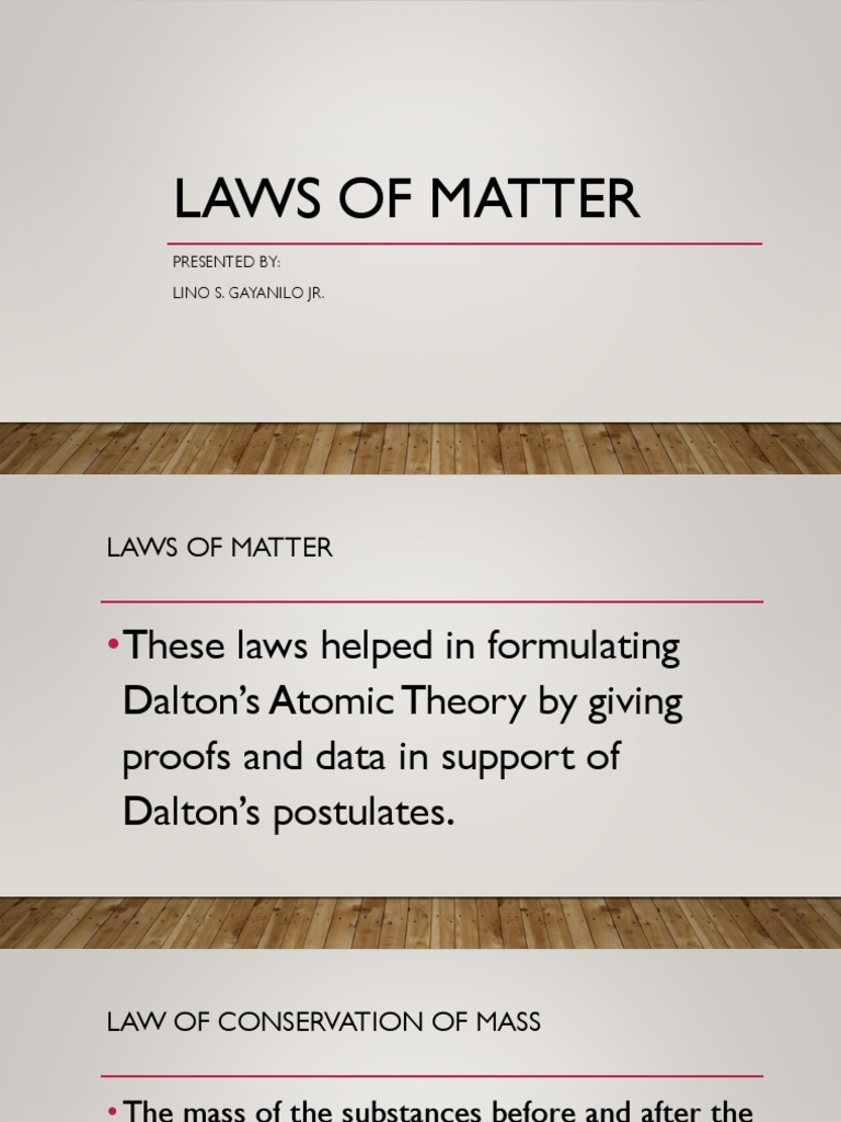 Laws of MATTER | PDF | Atoms | Chemical Substances