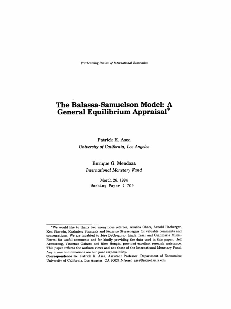 Balassa-Samuelson in General Equilibrium | PDF | Ordinary Least Squares ...