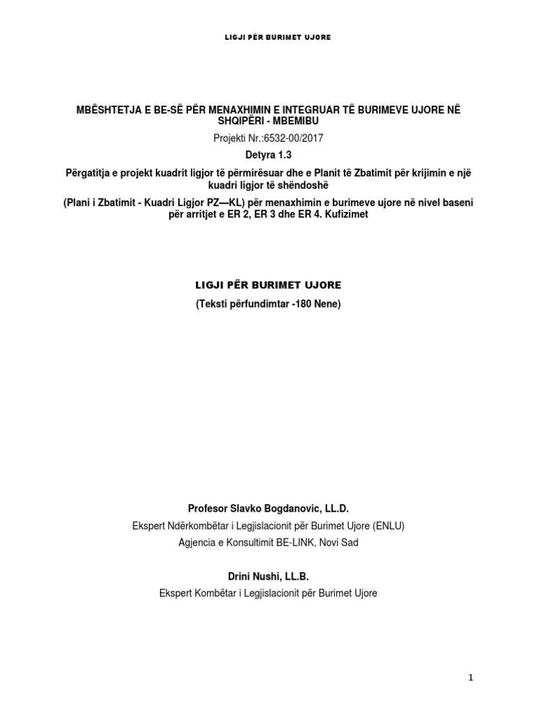 RENJK - 463 - Draft Projektigji Për Burimet Ujore | PDF