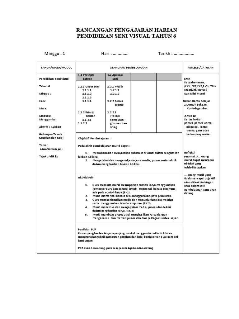 RPH PSV Tahun 6 | PDF