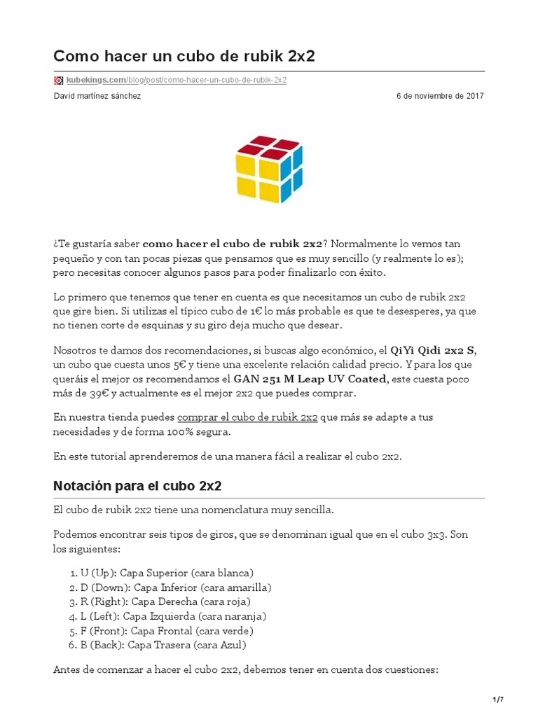 Guía para armar el cubo Rubik 2x2 | PDF