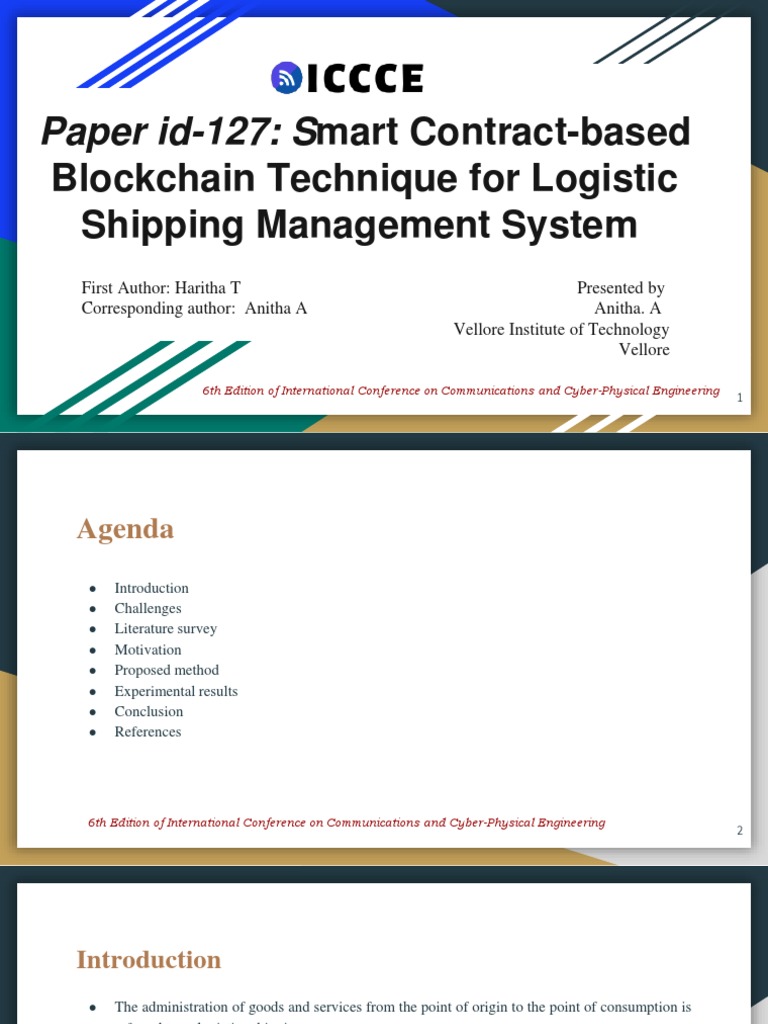Paper Id-127: Smart Contract-Based: Blockchain Technique For Logistic Shipping Management System ...