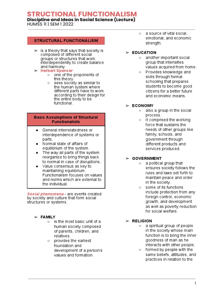Structural Functionalism | PDF | Behavioural Sciences | Philosophical ...