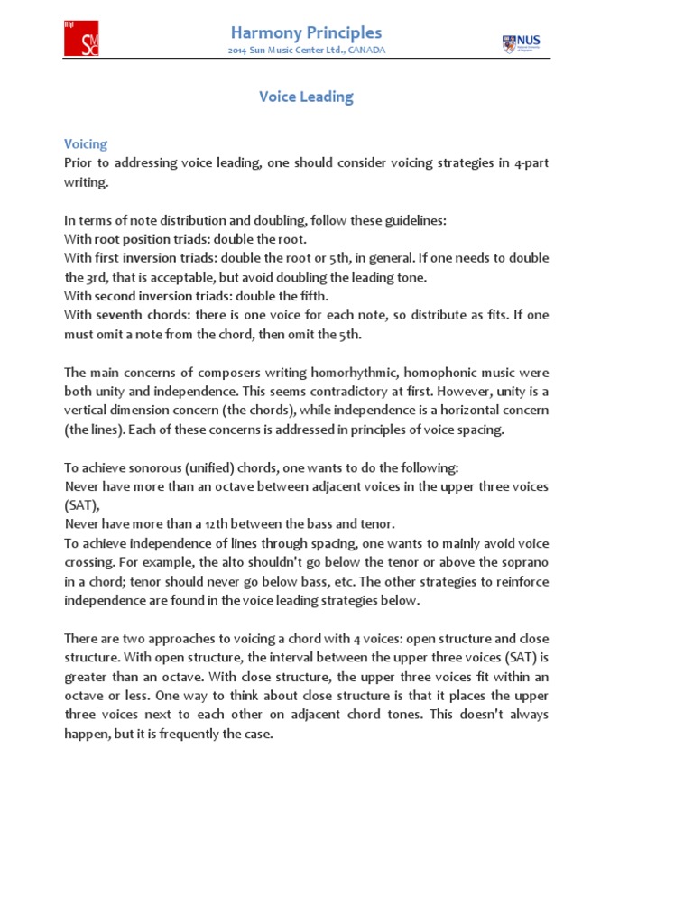 Voice Leading | PDF | Chord (Music) | Harmony