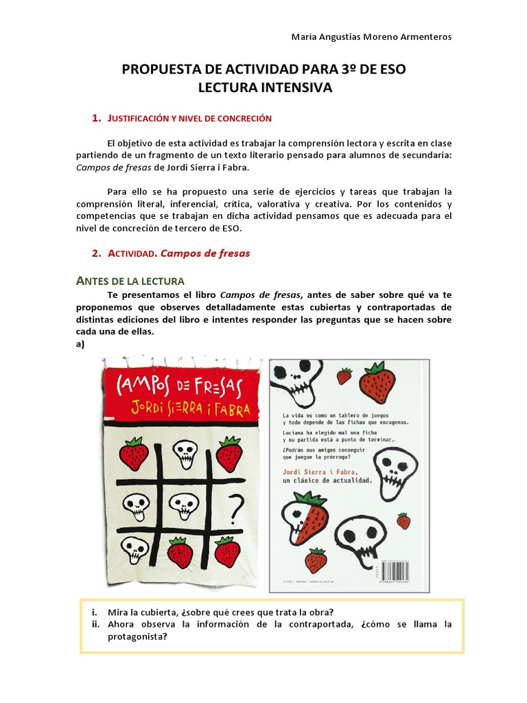 Propuesta DE Actividad para 3º DE ESO Lectura Intensiva: Campos de ...
