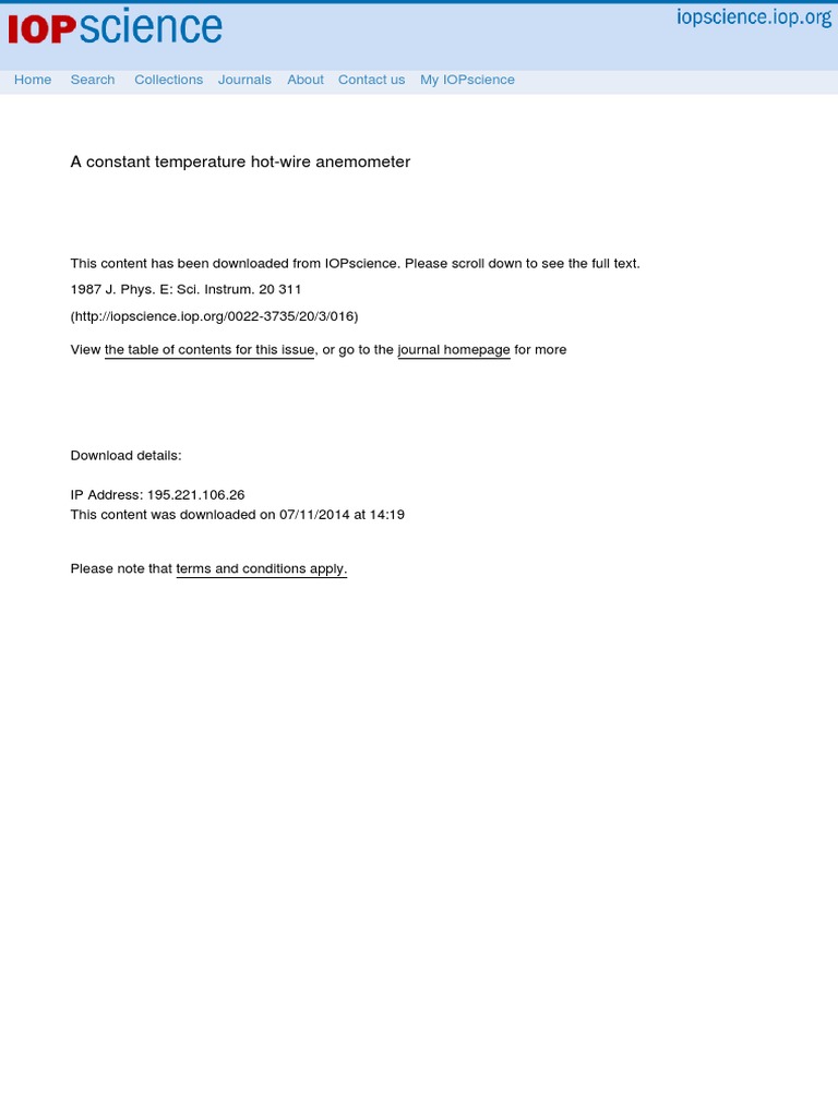 Constant Temperature Anemometer Design | PDF | Amplifier | Feedback