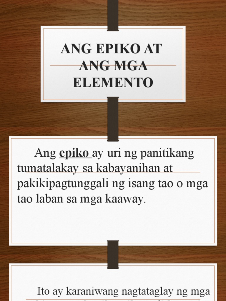 Ang Epiko at Ang Mga Elemento | PDF