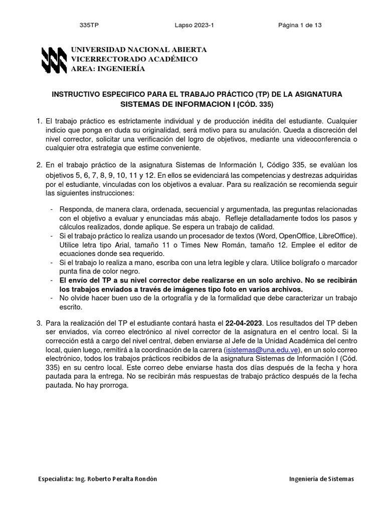 TP - 335 2023-1 | Descargar gratis PDF | Calidad (comercial) | Diseño