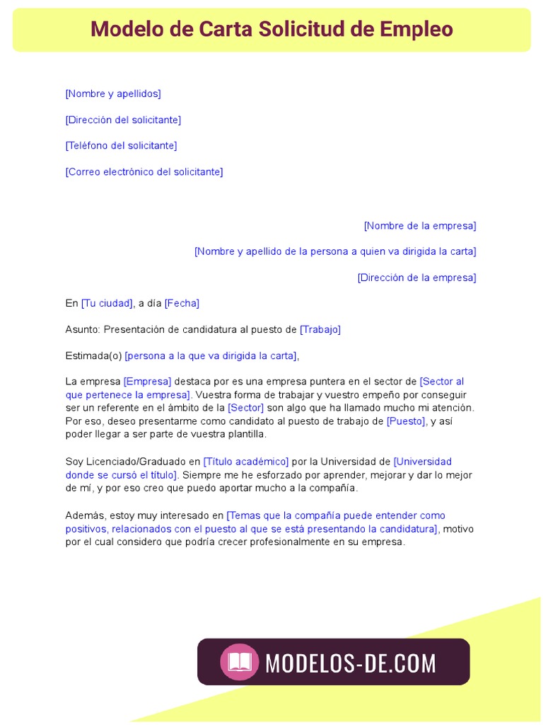 Modelo Carta Solicitud de Empleo | PDF