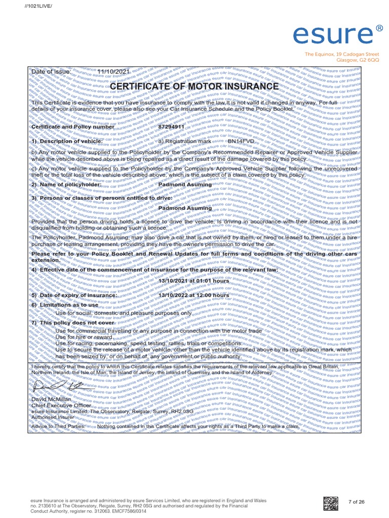 esure Car Insurance Details | PDF | Economies | Motor Vehicle