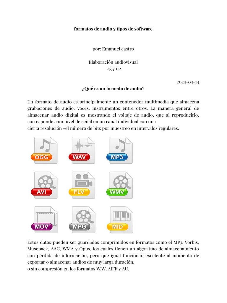 Formatos de Audio y Tipos de Software | PDF | Formatos de archivo de ...