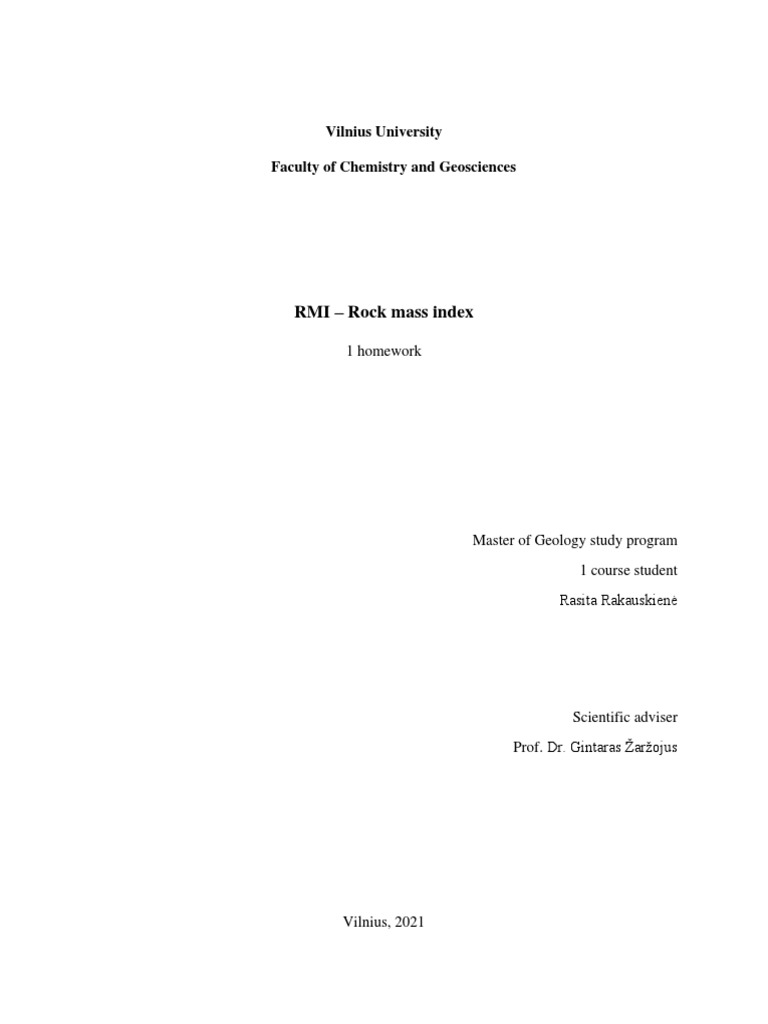 Rock Mass Index (RMI) | PDF | Dam | Geotechnical Engineering