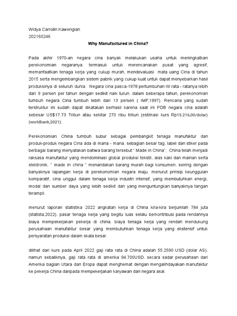 Widya Carrolin Kawengian - Tugasbisnisinter | PDF