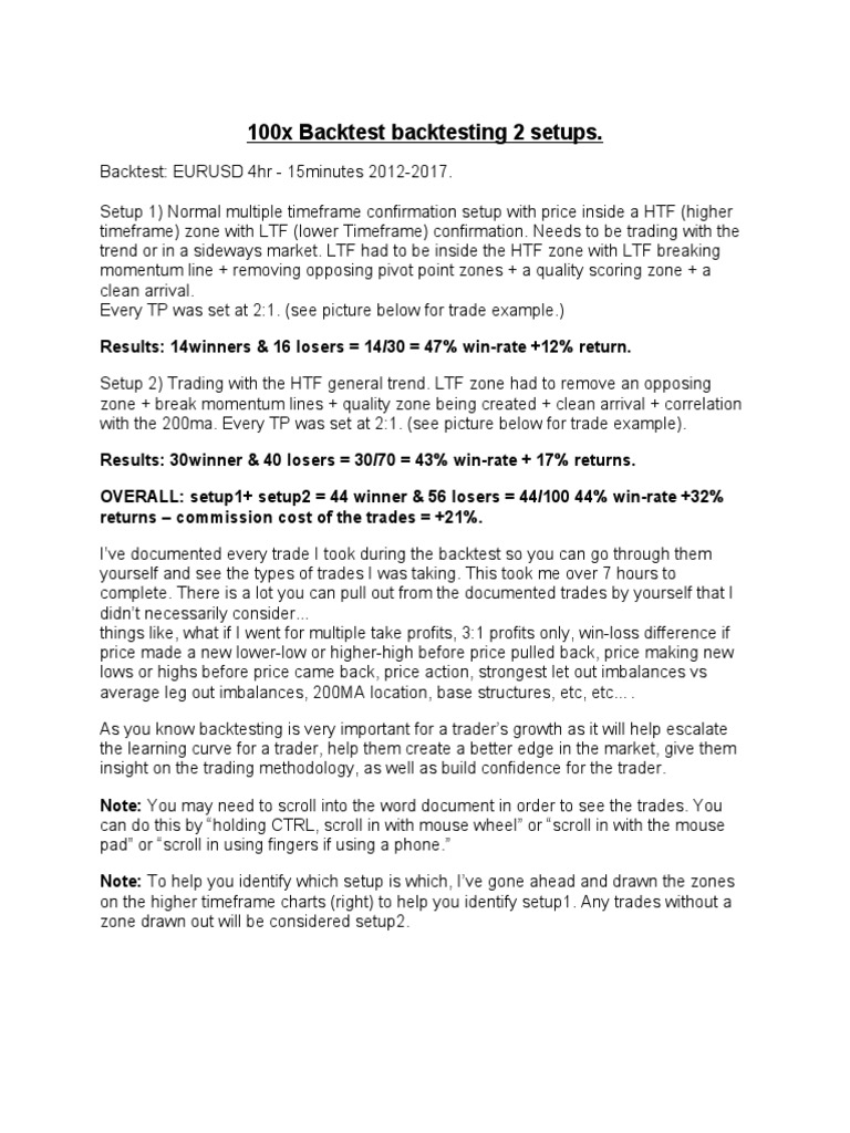 100x Backtest Backtesting 2 Setups Pdf Economies Financial Economics
