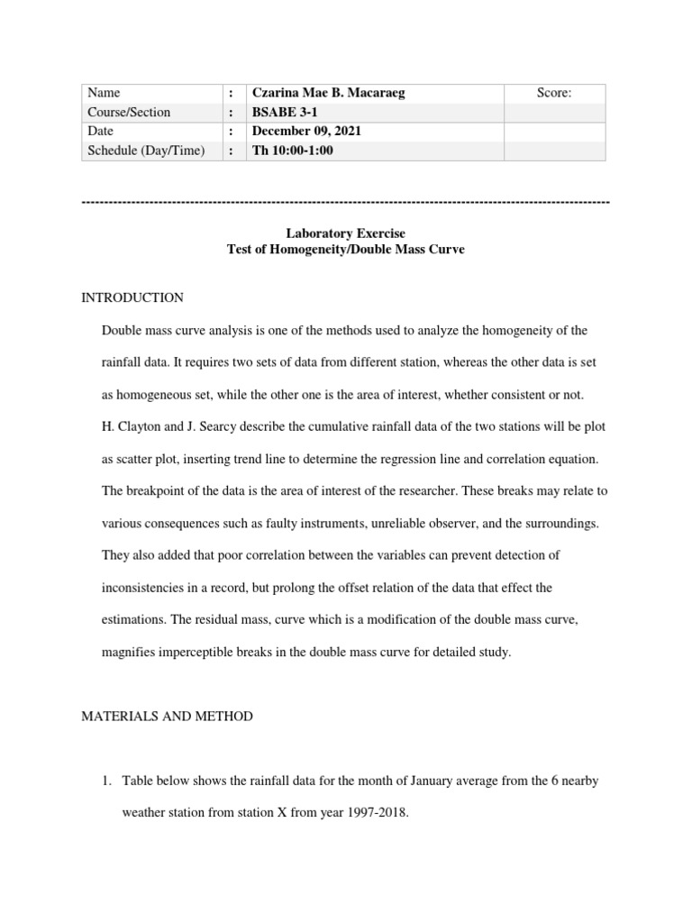 Double Mass Curve | PDF | Precipitation | Data Analysis
