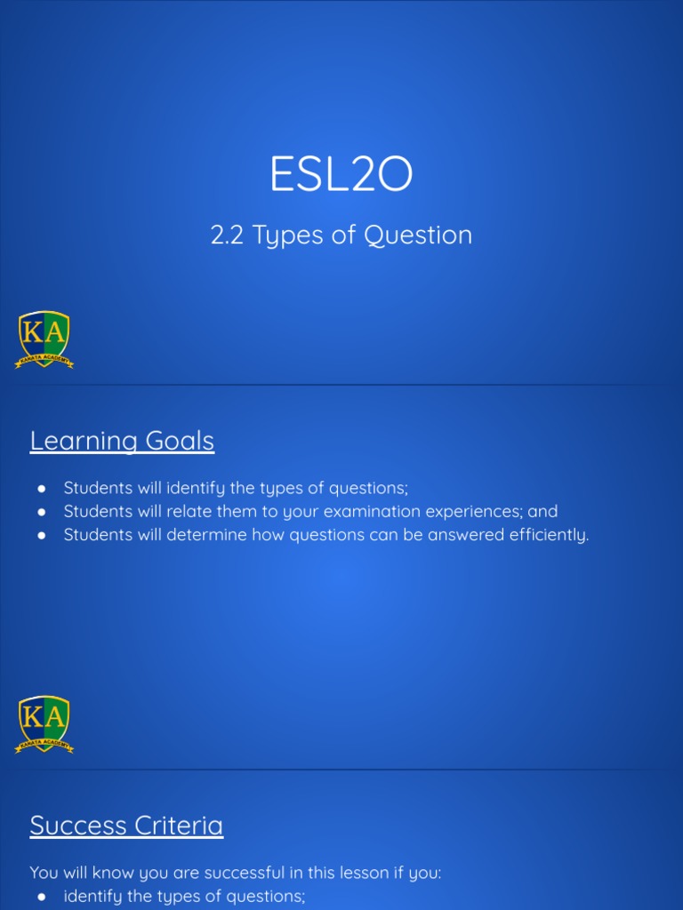 Lesson 2.2 Types of Question | PDF | Multiple Choice | Question