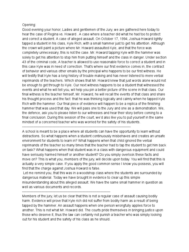 Opening and Closing Statement | PDF