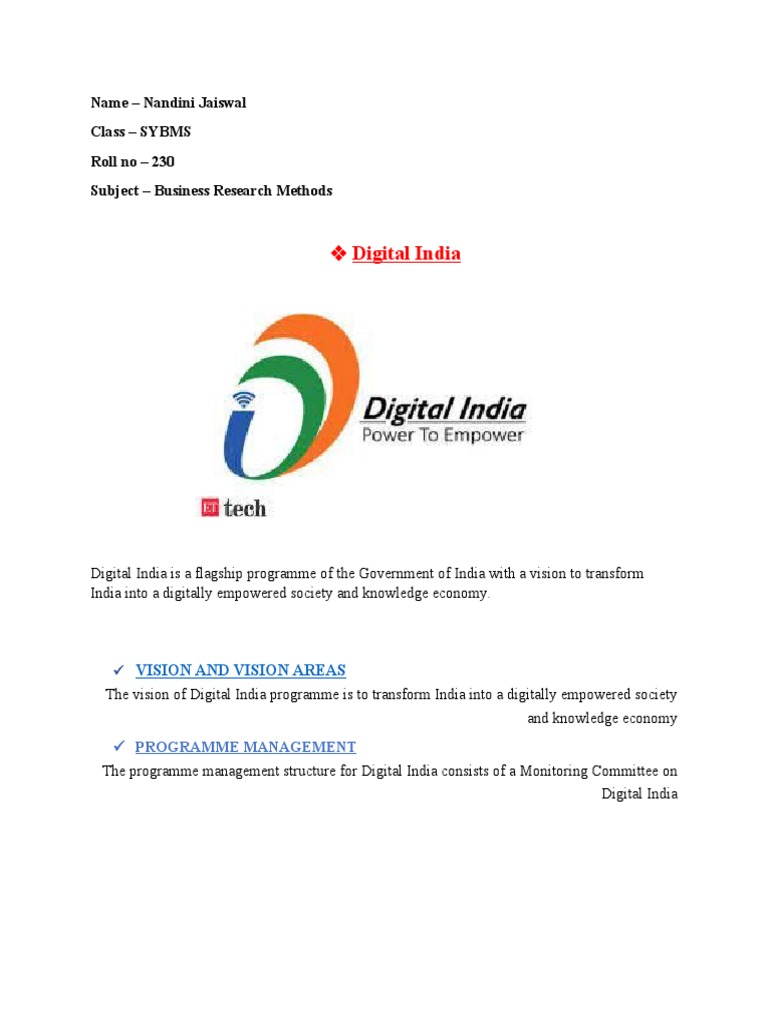 Digital India Project Research | PDF | Cloud Computing | Information ...