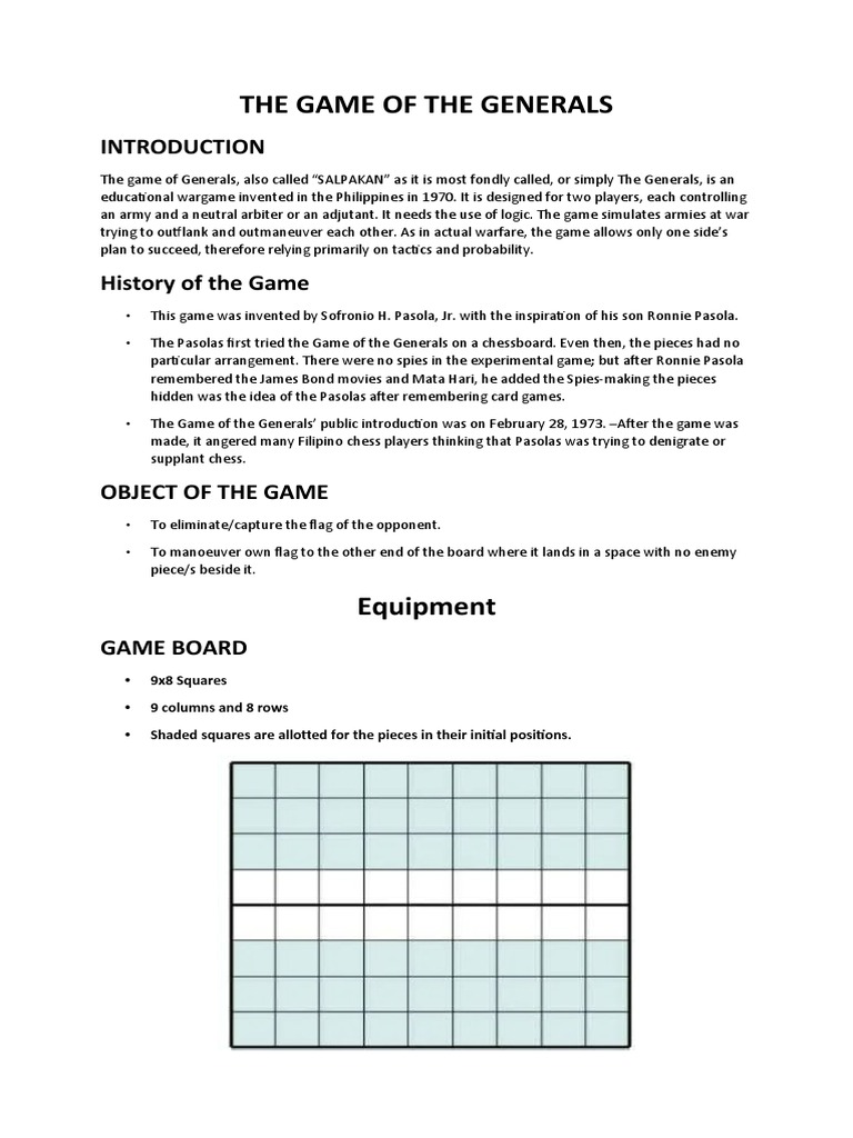 Game of the Generals Overview | PDF | Military Science | Military