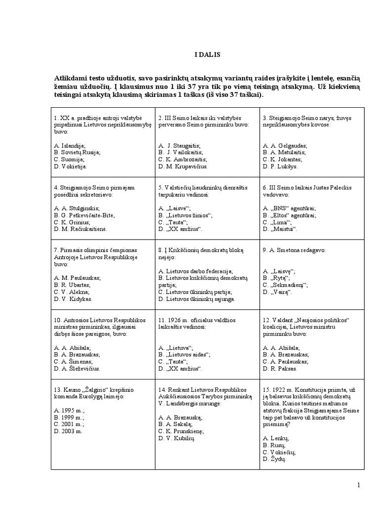 Istorijos Olimpiados Uzduotys II Turas 2010m 1i55 | PDF