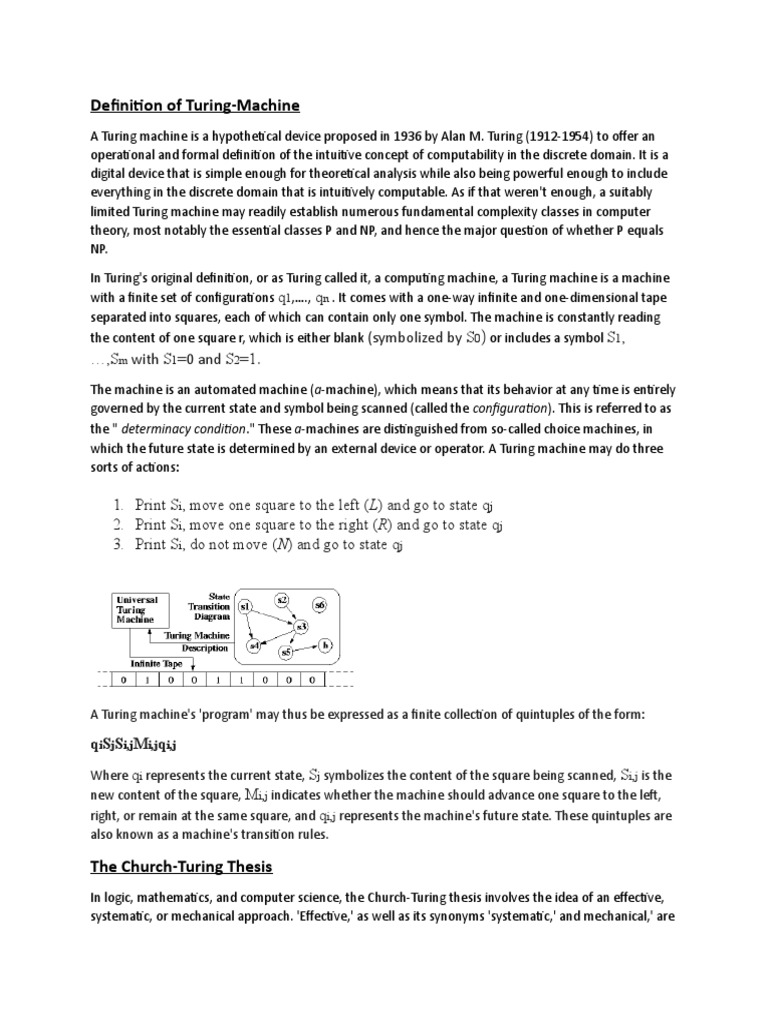 Definition of Turing-Machine: Q Q (Symbolized by S) S,, S With S 0 and S 1 | PDF | Logic ...