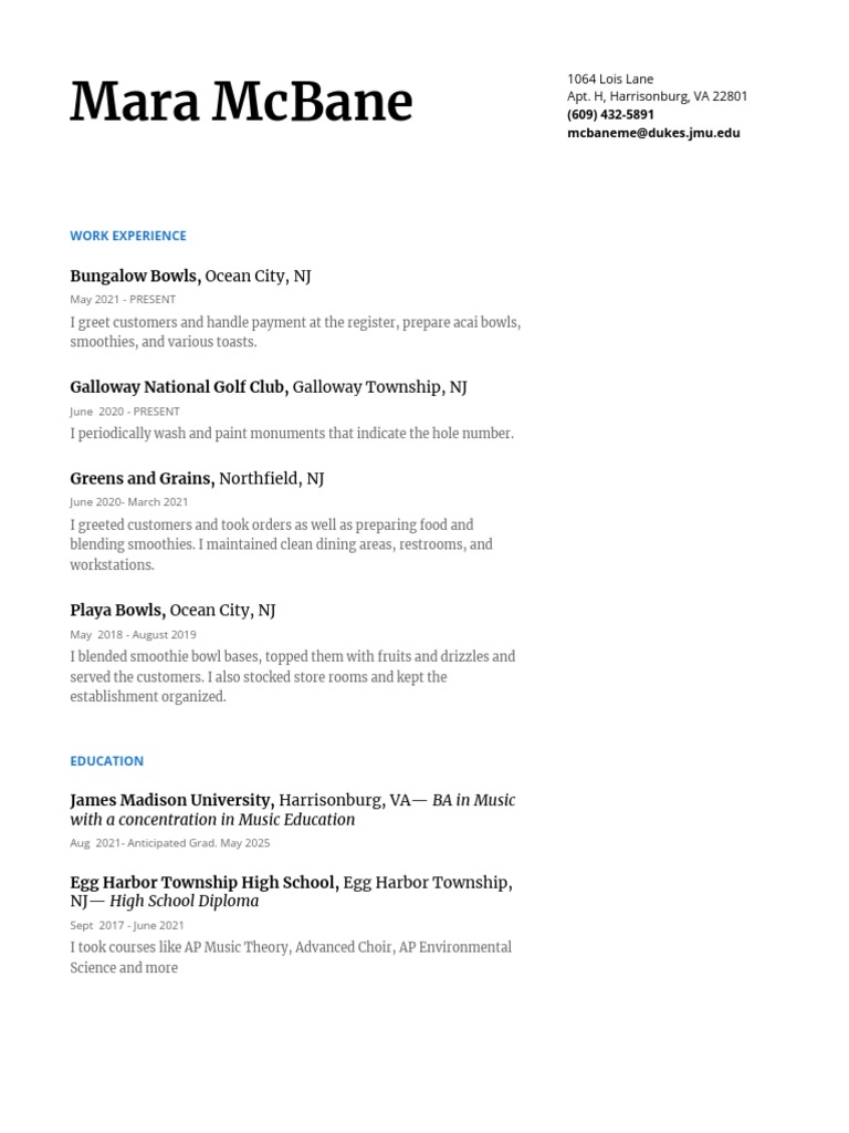 Mara Mcbane Resume | PDF