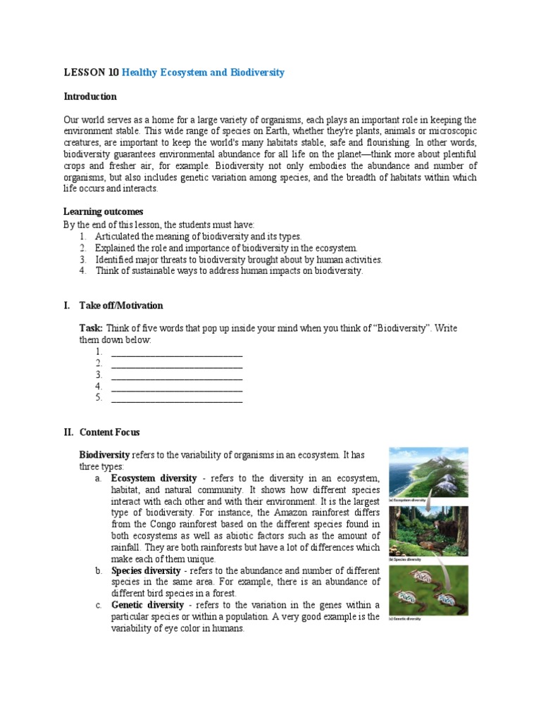 Healthy Ecosystem and Biodiversity | PDF