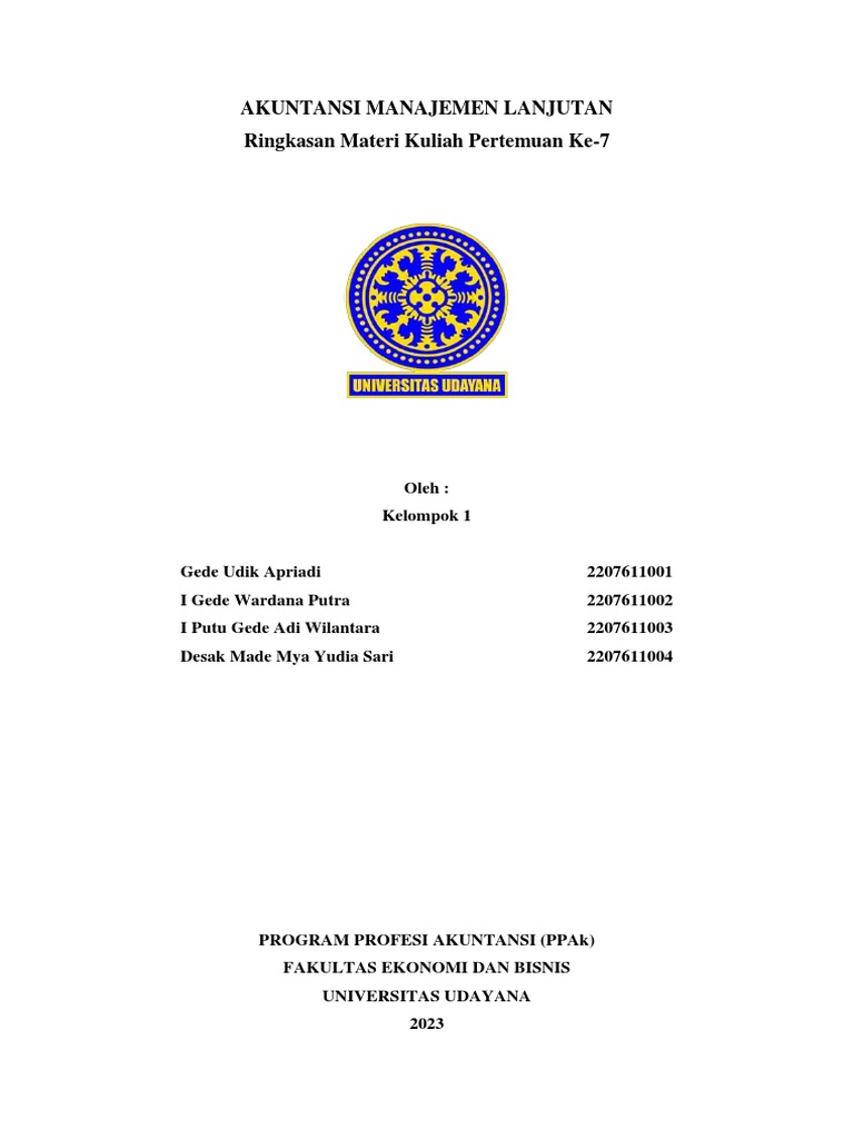 RMK Kelompok 1 - Akuntansi Manajemen Lanjutan - SAP 7&studi Kasus | PDF
