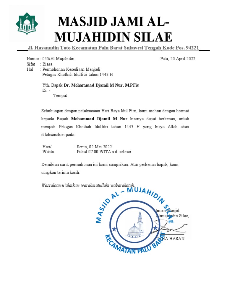 Undangan Khotbah Idul Firi | PDF