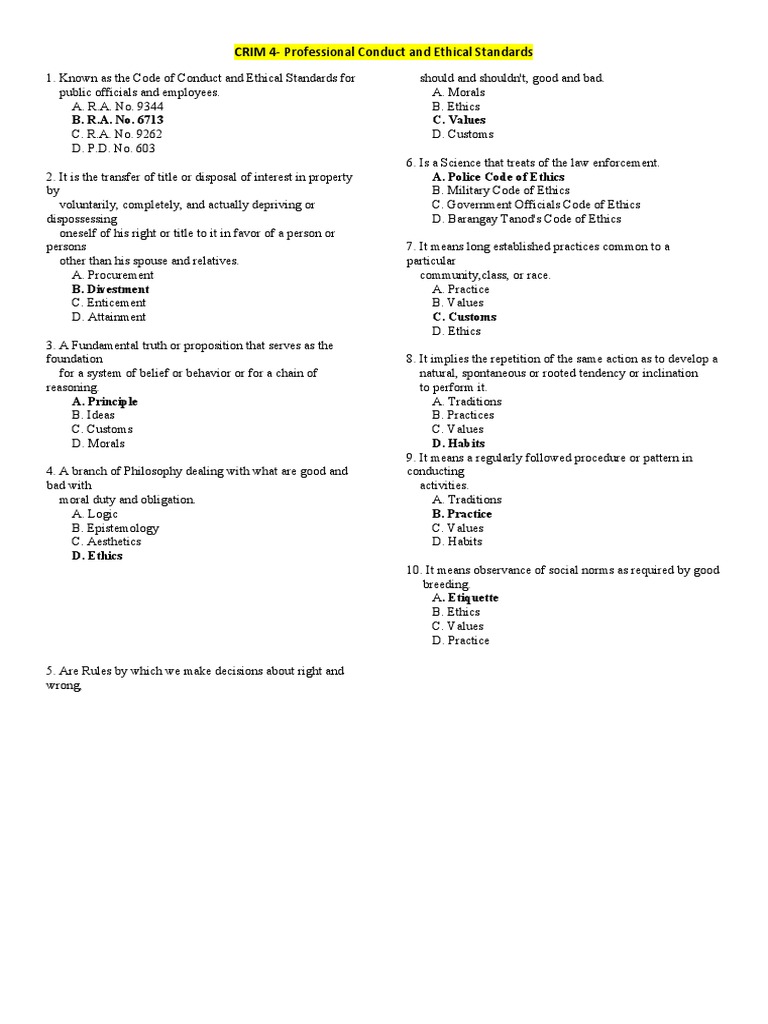 Crim 4 Q A | PDF | Morality | Disciplines