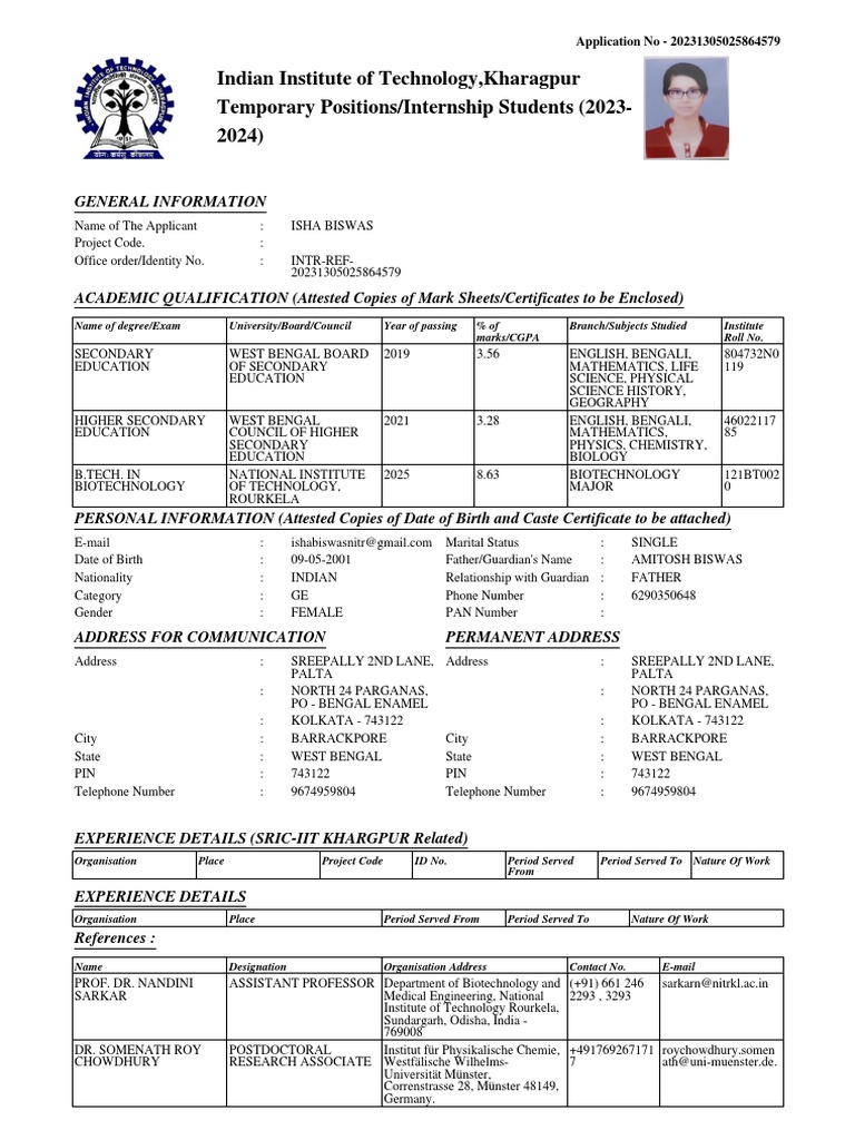 IIT Kharagpur Internship | PDF