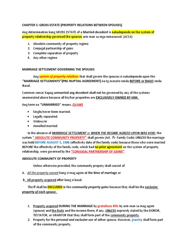 Chapter 5 Gross Estate Tax | PDF | Marriage | Property